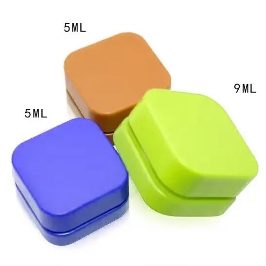 Square Cube Shape Glass Concentrate Jar 5ml 9ml Clear Black White with ...