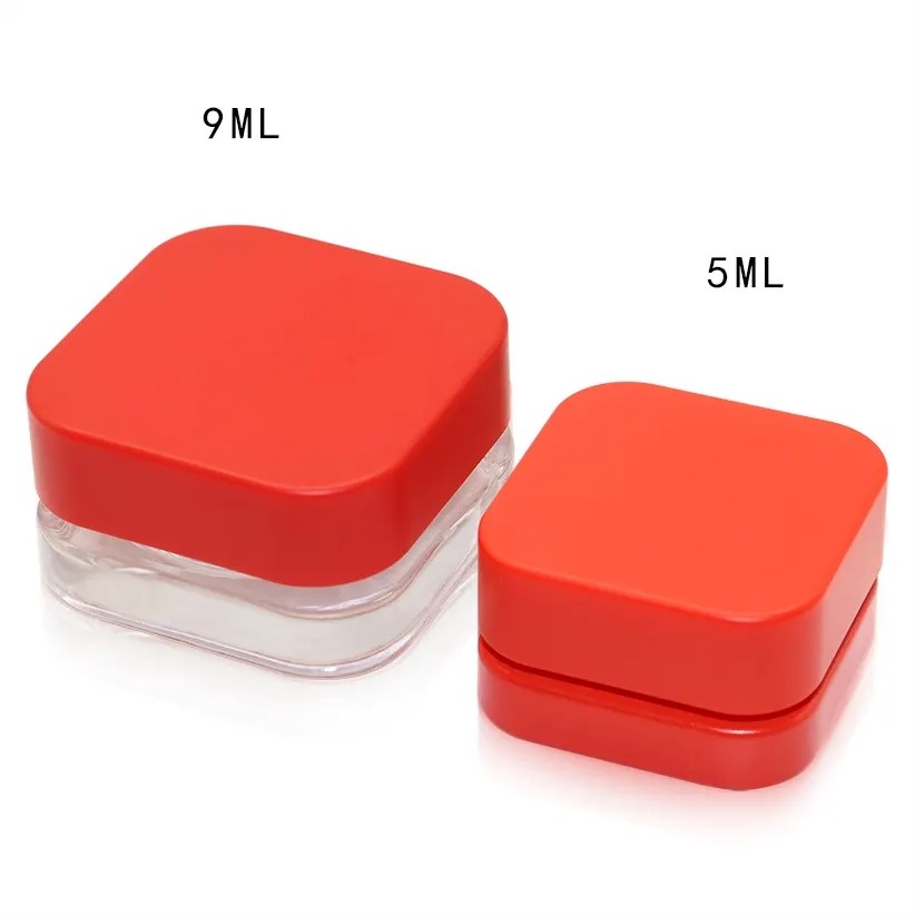Square Cube Shape Glass Concentrate Jar 5ml 9ml Clear Black White with ...